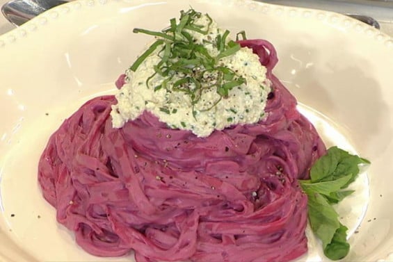 Watch by CHLOE Chef Make Vegan Beet Fettuccine Afredo with Lemon-Chive ...
