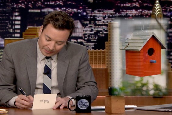 Video: Watch Jimmy Fallon Write Thank You Notes on May 20, 2016