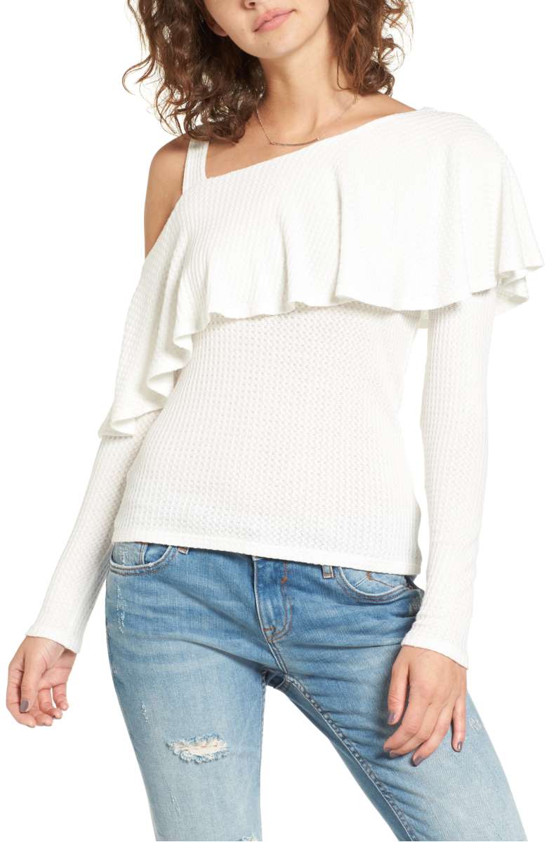 Ruffle Cold Shoulder Tops On Trend For Fall 2017!