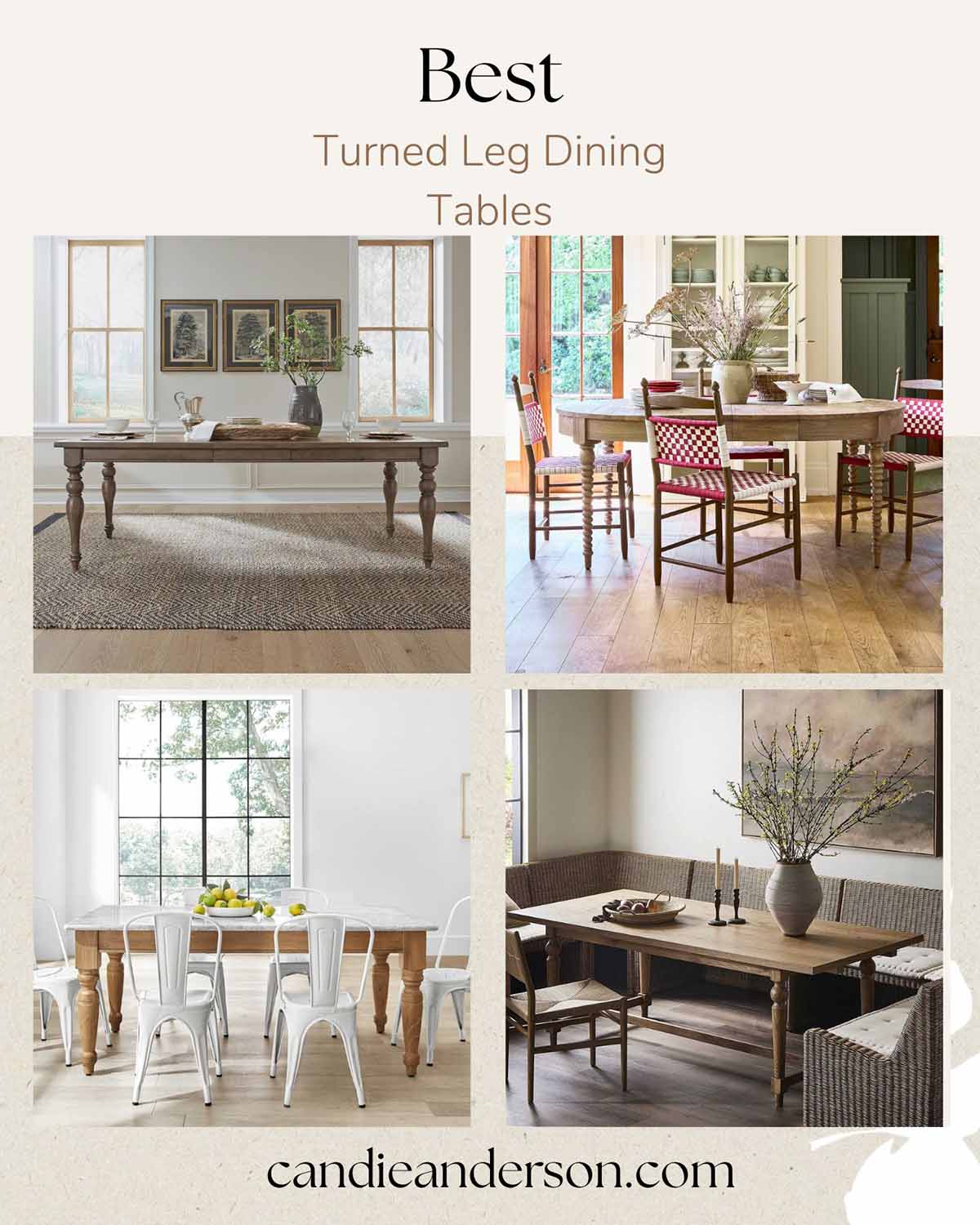 15 Beautiful Turned Leg Dining Tables for a Timeless Home (2025) - Candie Anderson